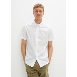 Kurzarmhemd bonprix, Herren, Gr. 43/44 (XL), N-Gr, wei&szlig;, Obermaterial: 72% Baumwolle, 26% Polyamid, 2% Elasthan, unifarben, slim fit, Hemden