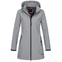 Softshelljacke Alessandro Salvarini "Alessia", Damen, Gr. M (38), grau (hellgrau), Obermaterial: 96% Polyester, 4% Elasthan; Innenseite: 100% Polyester, Jacken Softshelljacke, lang mit abnehmbarer Kapuze