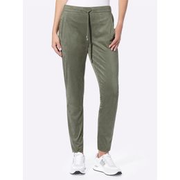 Jogger Pants Heine, Damen, Gr. 40, Normalgr&ouml;&szlig;en, gr&uuml;n (khaki), 90% Polyester, 10% Elasthan, unifarben, 7/8-L&auml;nge, Hosen