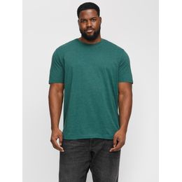 Jack & Jones PlusSize Rundhalsshirt "JJEORGANIC MEL TEE SS O-NECK NOOS PLS", Herren, Gr. 5XL, gr&uuml;n (storm detail:melange), Jersey, Obermaterial: 60% Baumwolle, 40% Polyester, JACK & JONES PLUSSIZE, meliert, slim fit normal, Rundhals, Shirts Rundhalsshirt