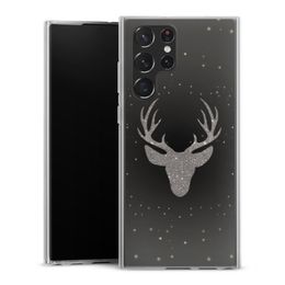 DeinDesign Galaxy S22 Ultra Handy Silikon Hülle Case transparent Handyhülle Deer Glitzer Winter Silikon Case