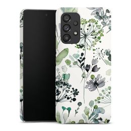 DeinDesign Galaxy A53 5G Handy Premium Case Smartphone Handyh&uuml;lle Schutzh&uuml;lle gl&auml;nzend Flowers Eukalyptus Water Colour Premium Case