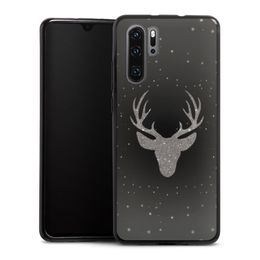 DeinDesign Huawei P30 Pro Handy Silikon H&uuml;lle Case schwarz Handyh&uuml;lle Glitzer Deer Winter