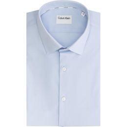 Businesshemd Calvin Klein "REG ESNTL POPLIN STR SLD", Herren, Gr. 41, N-Gr, calm blau, Web, Obermaterial: 97% Baumwolle, 3% Elasthan, unifarben, regular fit normal, Rundhals, eingesetzt 1-Knopf-Manschette, Hemden, Regular fit, mit Rundhalsausschnitt