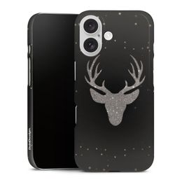 DeinDesign iPhone 16 Handy Premium Case Smartphone Handyhülle Schutzhülle glänzend Deer Glitzer Winter Premium Case