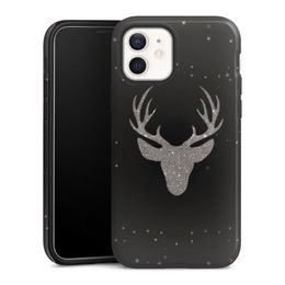 DeinDesign iPhone 12 Handy Panzer Handyh&uuml;lle robuste Outdoor H&uuml;lle Schutzh&uuml;lle gl&auml;nzend Glitzer Winter Deer Tough Case