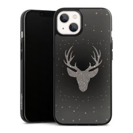 DeinDesign iPhone 13 Handy Silikon H&uuml;lle Case schwarz Handyh&uuml;lle Deer Glitzer Winter