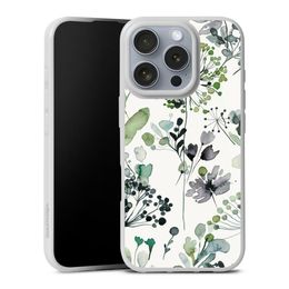 DeinDesign iPhone 16 Pro Handy Silikon H&uuml;lle Case wei&szlig; Handyh&uuml;lle Flowers Water Colour Eukalyptus Silikon Case