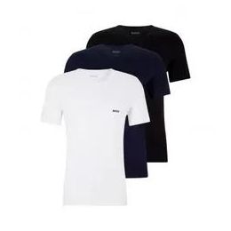 BOSS f&uuml;r Herren. 50475284 Pack 3 T-Shirts RN Classic schwarz, blau, wei&szlig; (L), Heimtextilien, Grau, Baumwolle, Kurzarm