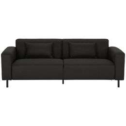 P & B 2-Sitzer-Sofa, Schwarz, Textil, 3-Sitzer, F&uuml;llung: Polyester, 204x76x79 cm, Wohnzimmer, Sofas & Couches, Sofas, 2-Sitzer Sofas