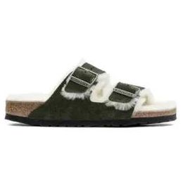 Birkenstock f&uuml;r Damen. 1021102 Sandalen Arizona Wolle Schafsleder Wildleder gr&uuml;n (39), Wohnung, Schnalle, L&auml;ssig