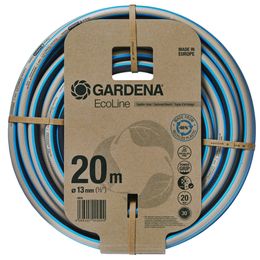 Gardena Gartenschlauch Ecoline 20 m recyceltem Kunststoff, UV- und frostbeständig, 30 Jahre Garantie, Schwarz/Grau/Blau