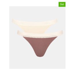 Sloggi 2er-Set: Strings in Creme/ Hellbraun - 25% | Gr&ouml;&szlig;e S | Damen-unterteile