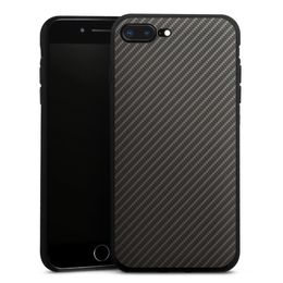 iPhone 8 Plus Handy Silikon Hülle Case schwarz Handyhülle Carbon Muster Metallic Look