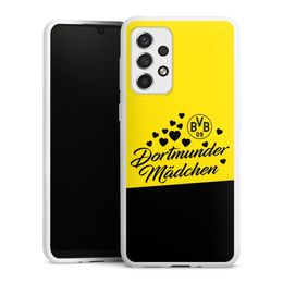 DeinDesign Galaxy A33 5G Handy Silikon H&uuml;lle Case wei&szlig; Handyh&uuml;lle Dortmunder Girl Borussia Dortmund Bvb Silikon Case