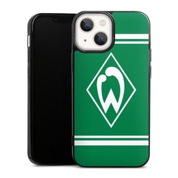 DeinDesign iPhone 13 Mini Handy Slim Case extra d&uuml;nn Silikon Handyh&uuml;lle schwarz H&uuml;lle Sv Werder Bremen Official Licensed Product Logo Silikon Slim Case