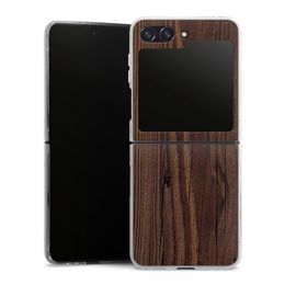 DeinDesign Galaxy Z Flip 5 Handy Hard Case Schutzh&uuml;lle transparent Smartphone Handy H&uuml;lle Nut Tree Wood Wooden Look Hard Case