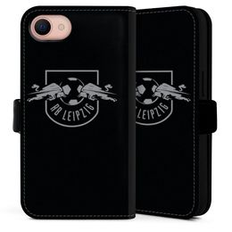 DeinDesign iPhone 16e Handy Klapph&uuml;lle Handyh&uuml;lle aus Kunst Leder schwarz Flip Case Official Licensed Product Logo Rb Leipzig Sideflip mit Lasche