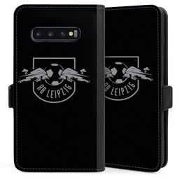 DeinDesign Galaxy S10 Plus Handy Klapph&uuml;lle Handyh&uuml;lle aus Kunst Leder schwarz Flip Case Official Licensed Product Logo Rb Leipzig Sideflip mit Lasche