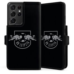 DeinDesign Galaxy S21 Ultra 5G Handy Klapph&uuml;lle Handyh&uuml;lle aus Kunst Leder schwarz Flip Case Official Licensed Product Logo Rb Leipzig Sideflip mit Lasche
