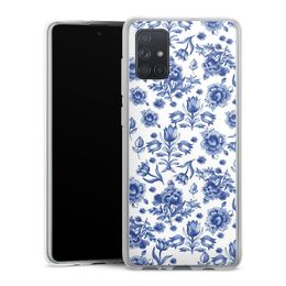DeinDesign Galaxy A71 Handy Silikon Hülle Case transparent Handyhülle Muster Delfts Blauw Flowers Silikon Case