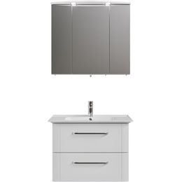 Badm&ouml;bel-Set SAPHIR, B:80cm H:57,4cm T:46,8cmwei&szlig;, Spanplatte, Kastenm&ouml;bel-Sets, "Serie 3006 2-teilig Keramik-Waschtisch mit Spiegelschrank",