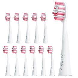 AILORIA Damen Aufsteckb&uuml;rsten "Extra Clean Ersatzb&uuml;rstenk&ouml;pfe 12er Set SHINE BRIGHT", pink, Zahnb&uuml;rstenk&ouml;pfe
