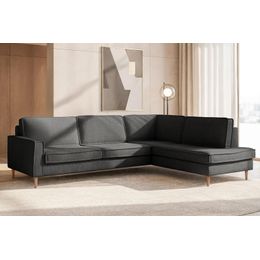 Ecksofa Home Affaire, B:290cm H:85cm T:217cmdunkelgrau, 100% Polyester, Wohnzimmer, Sofas, "Pinto Skandi, 290 cm, Chenille, Struktur, Ottomane links