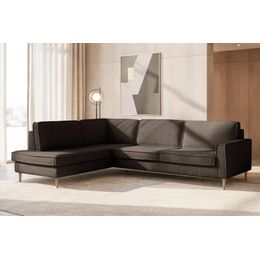 Ecksofa Home Affaire, B:290cm H:85cm T:217cmbraun, 100% Polyester, Wohnzimmer, Sofas, "Pinto Skandi, 290 cm, Chenille, Struktur, Ottomane links /