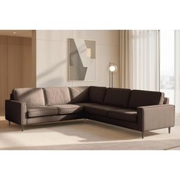 Ecksofa Home Affaire, B:290cm H:85cm T:250cmbraun, 100% Polyester, Wohnzimmer, Sofas, "Pinto Skandi, 290 cm, Chenille, Struktur, Ottomane links /