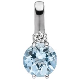Jobo Damen Kettenanh&auml;nger "Anh&auml;nger mit Aquamarin und Diamant", SI = kleine Einschl&uuml;sse, Diamanten Wei&szlig;gold 585, wei&szlig;, Diamanten, Wei&szlig;gold 585,