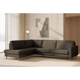 Ecksofa Home Affaire, B:290cm H:85cm T:217cmbraun, 100% Polyester, Wohnzimmer, Sofas, "Pinto Skandi, 290 cm, Chenille, Struktur, Ottomane links /