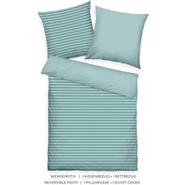 Bettw&auml;sche Tom Tailor HOMEfresh sage, smokey sage, Renforc&eacute;, Obermaterial: 100% Baumwolle, Jugendzimmer, Bettw&auml;sche, "MEDIUM STRIPES in Gr.