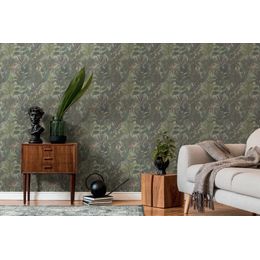 Livingwalls LIVING WALLS Vliestapete "Drawn Into Nature Dschungel-Tapete Mustertapete", B/L: 0,53mm x 10,05mm, Rollen:, gr&uuml;n, Wohnzimmer, Tapeten, Vliestapete
