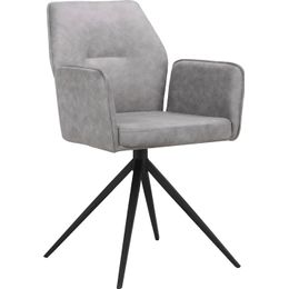 Esszimmerstuhl Places of Style, B:56cm H:88cm T:59cm, grau, Stoff, St&uuml;hle, "Ozias", Sitz und R&uuml;cken gepolstert, Gestell aus Metall schwarz, Sitzh&ouml;he