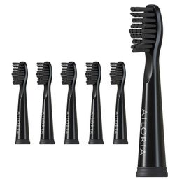 AILORIA Aufsteckb&uuml;rsten "Ersatzb&uuml;rstenk&ouml;pfe 6er Set FLASH TRAVEL", schwarz, Zahnb&uuml;rstenk&ouml;pfe