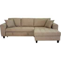 Ecksofa TRENDS BY HG, B:265cm H:86cm T:150cmd516 enjoy new 36 antelop,, 92% Polyester;8% Nylon, Sofas, "MORITZ, L-Form"
