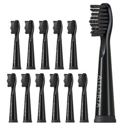 AILORIA Aufsteckb&uuml;rsten "Ersatzb&uuml;rstenk&ouml;pfe 12er Set FLASH TRAVEL", schwarz, Zahnb&uuml;rstenk&ouml;pfe