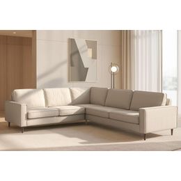 Ecksofa Home Affaire, B:290cm H:85cm T:250cmcreme, 100% Polyester, Wohnzimmer, Sofas, "Pinto Skandi, 290 cm, Chenille, Struktur, Ottomane links /