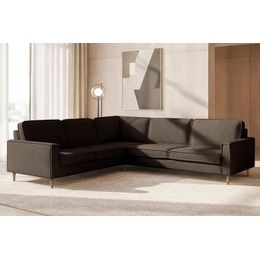 Ecksofa Home Affaire, B:290cm H:85cm T:250cmbraun, 100% Polyester, Wohnzimmer, Sofas, "Pinto Skandi, 290 cm, Chenille, Struktur, Ottomane links /
