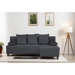 Ecksofa Home Affaire, B:199cm H:83cm T:135cm, grau, 100% Polyester, Wohnzimmer, Sofas, "IWALANI, Schlafsofa mit Bettkasten, Recamiere beidseitig