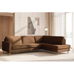 Ecksofa Home Affaire, B:290cm H:85cm T:217cmbrick rot, 100% Polyester, Wohnzimmer, Sofas, "Pinto Skandi, 290 cm, Chenille, Struktur, Ottomane links /