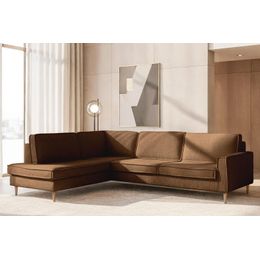 Ecksofa Home Affaire, B:290cm H:85cm T:217cmbrick rot, 100% Polyester, Wohnzimmer, Sofas, "Pinto Skandi, 290 cm, Chenille, Struktur, Ottomane links /