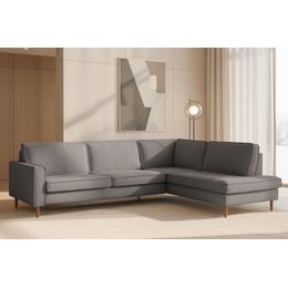 Ecksofa Home Affaire, B:290cm H:85cm T:217cmgrau, 100% Polyester, Wohnzimmer, Sofas, "Pinto Skandi, 290 cm, Chenille, Struktur, Ottomane links /