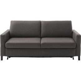 Schlafsofa Home Affaire, B:208cm H:86cm T:102cmfango, 100% Leder, Wohnzimmer, Sofas, "Calestra, 3-Sitzer mit Kaltschaummatratze, Breite 208 cm"