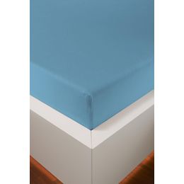 Spannbettlaken bellana, L:200cm, blau, Mako-Jersey, Obermaterial: 100% Baumwolle, Bettlaken, "Melone Topper in Gr. 90x200, 140x200 oder 180x200 cm",
