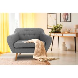 Sessel Home Affaire, B:88cm H:78cm T:73cm, grau, Samtoptik (100% Polyester);Struktur (100% Polyester);Struktur fein ( 100% Polyester), Wohnzimmer,