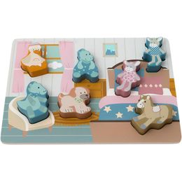 Sterntaler Kinder Steckpuzzle "Sterntaler Freunde Holzpuzzle", bunt, Holz, B:30cm H:2,3cm T:22,5cm, Puzzles, FSC - schützt Wald