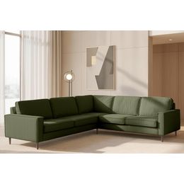 Ecksofa Home Affaire, B:290cm H:85cm T:250cmgrün, 100% Polyester, Wohnzimmer, Sofas, "Pinto Skandi, 290 cm, Chenille, Struktur, Ottomane links /