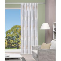 Gardine Home Wohnideen, B:140cm H:245cm, beige, Polyester, Wohnzimmer, Gardinen, "ALAVARO", Fertigschal Leinenoptik bestickt